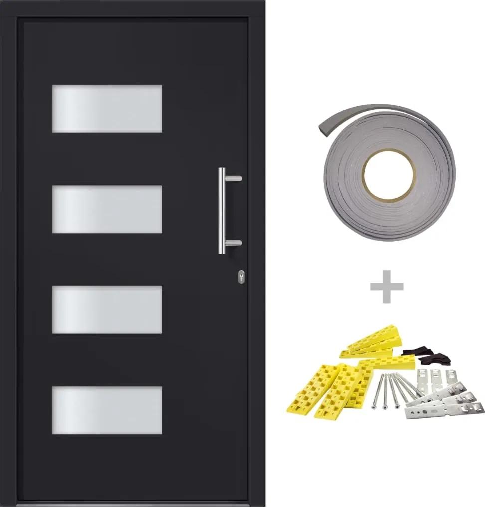 vidaXL Vchodové dveře hliník a PVC 100 x 210 cm [3056825] Barva: antracitová