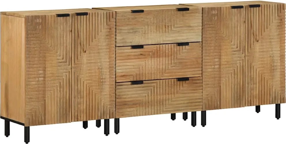 3 kusy příborníků hnědé 60x33x75 cm Masivní dřevo Mango 3310005