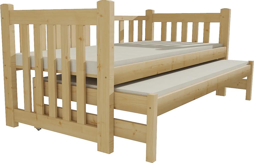 Vomaks Dětská postel s výsuvnou přistýlkou DPV 002 (netransparentní barva šedá, 80 x 200 cm, 2 kusy úložných prostor)