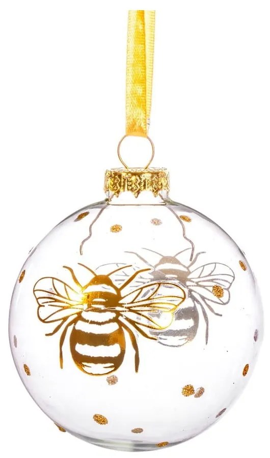 Skleněná ručně vyrobená vánoční koule ø 8 cm Golden Bee – Sass & Belle