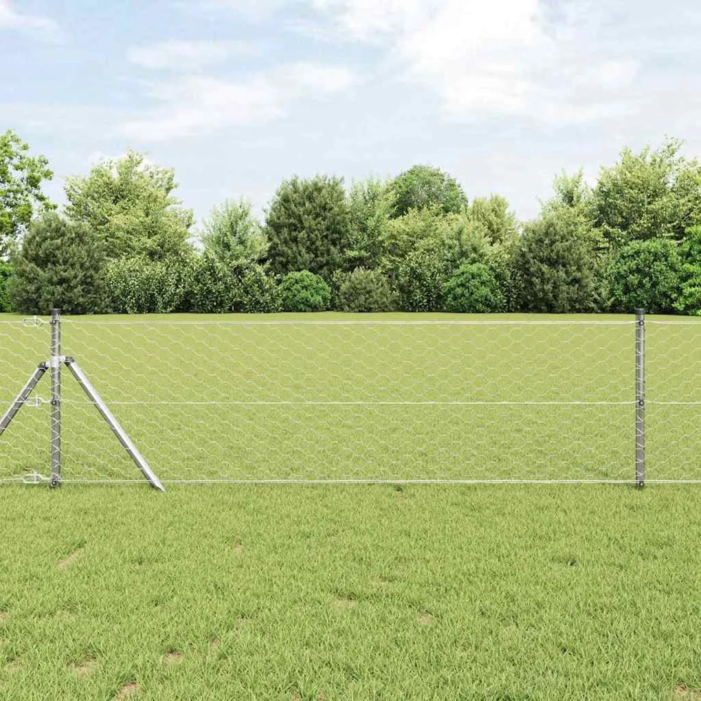 Hexagonální kotvení plotu 10 x 0,6 m Pozinkovaná ocel Stříbrná 3352913