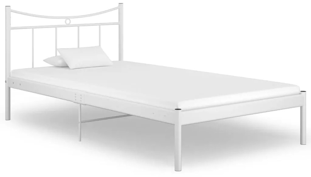 324796 vidaXL Rám postele bílý kov 100 x 200 cm