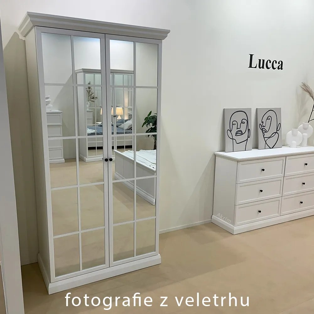 LUCCA b | šatní skříň S2DL se zrcadly | 102,4 cm | bílá
