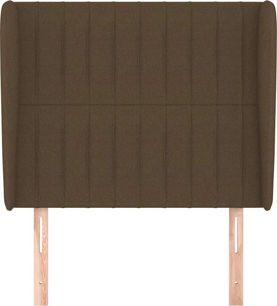 Čelo postele typu ušák tmavě hnědé 103x23x118/128 cm textil 3118187