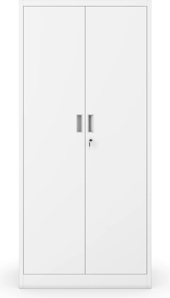 Kovová kancelářská skříň se 4 policemi, bílá, 1750x800x400 mm: JAN Compact