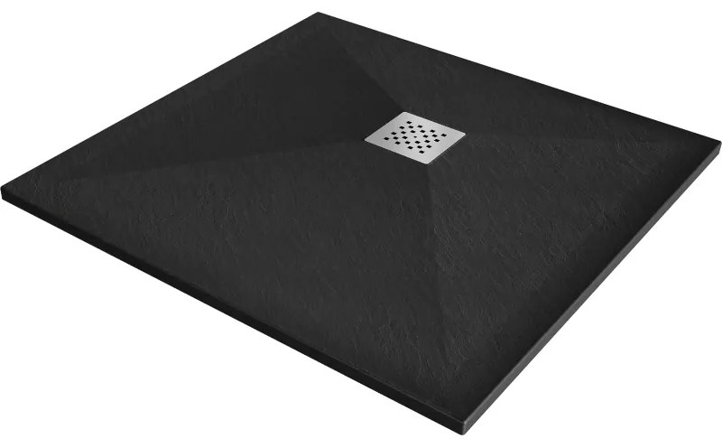 Mexen Stone+, čtvercová vanička z minerálního kompozitu 100 x 100 cm, černá matná, 44701010