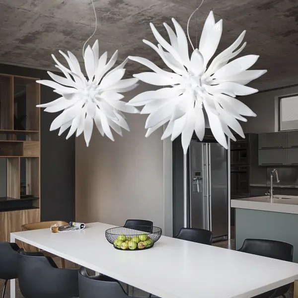 Ideal Lux - LED Lustr na lanku LEAVES 8xG9/3W/230V pr. 63 cm bílá