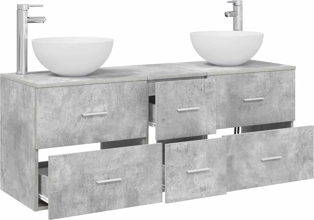 Sada koupelnových skříněk 3 ks Betonově šedá 49,5 x 35 x 63 cm 3405798