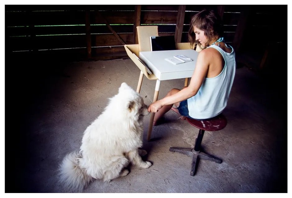 Bílý psací stůl s 1 šuplíkem EMKO My Writing Desk