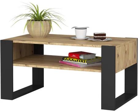 Konferenční stolek DOMI, dub artisan/černá