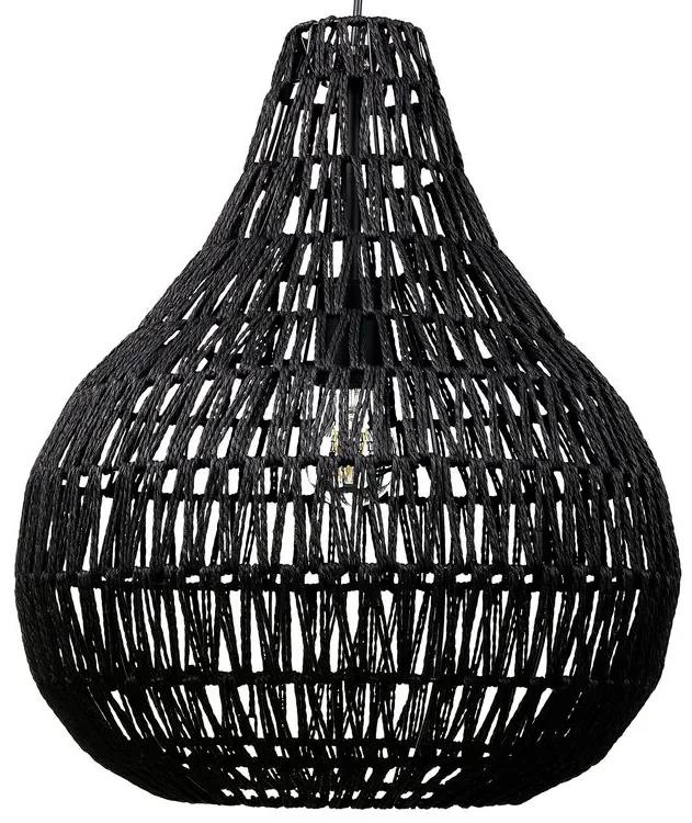 Závěsná pletená lampa z papíru v černé barvě MOLOPO Beliani