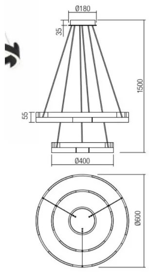 Redo 01-3178 - LED Stmívatelný lustr na lanku CASTLE LED/60W/230V zlatá