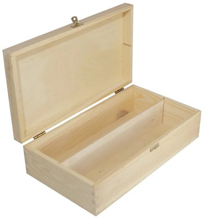 Dřevěná krabička na dvě vína se zapínáním, přírodní, vhodné pro gravírování nebo decoupage - 2. JAKOST!