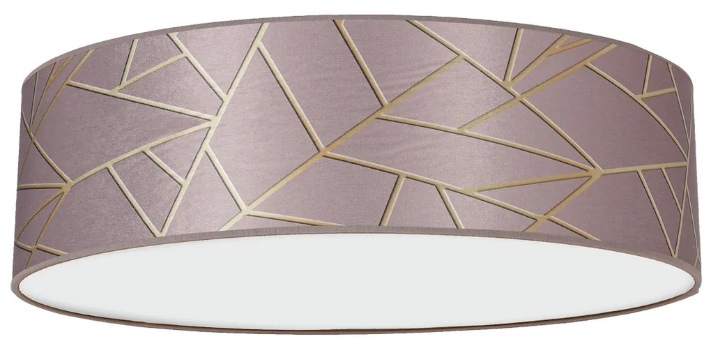 Stropní svítidlo Ziggy Round, 1x růžové/zlaté textilní stínítko, (bílé plexisklo), (fi 50 cm)