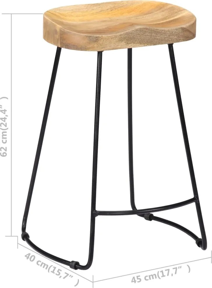 vidaXL Barové stoličky Gavin 2 ks masivní mangovníkové dřevo [247837] Barva: tmavě hnědá
