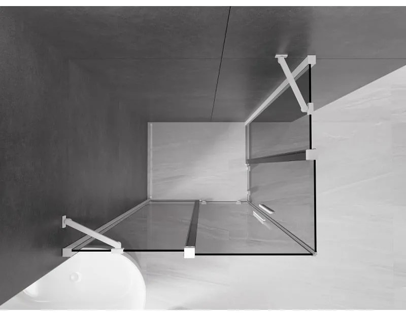 Mexen Velar Duo, sprchový kout s posuvnými dveřmi 100 x 90 cm, 8mm šedé sklo, bílá matná, 871-100-090-42-20