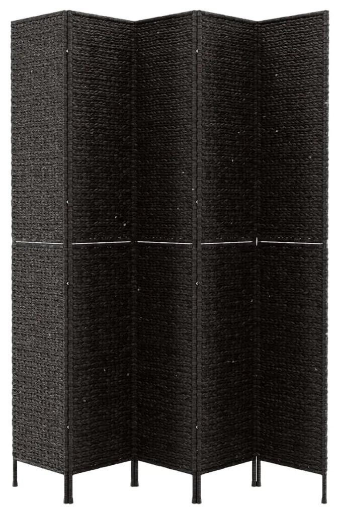 Paraván 5panelový černý 205 x 180 cm vodní hyacint,  355199