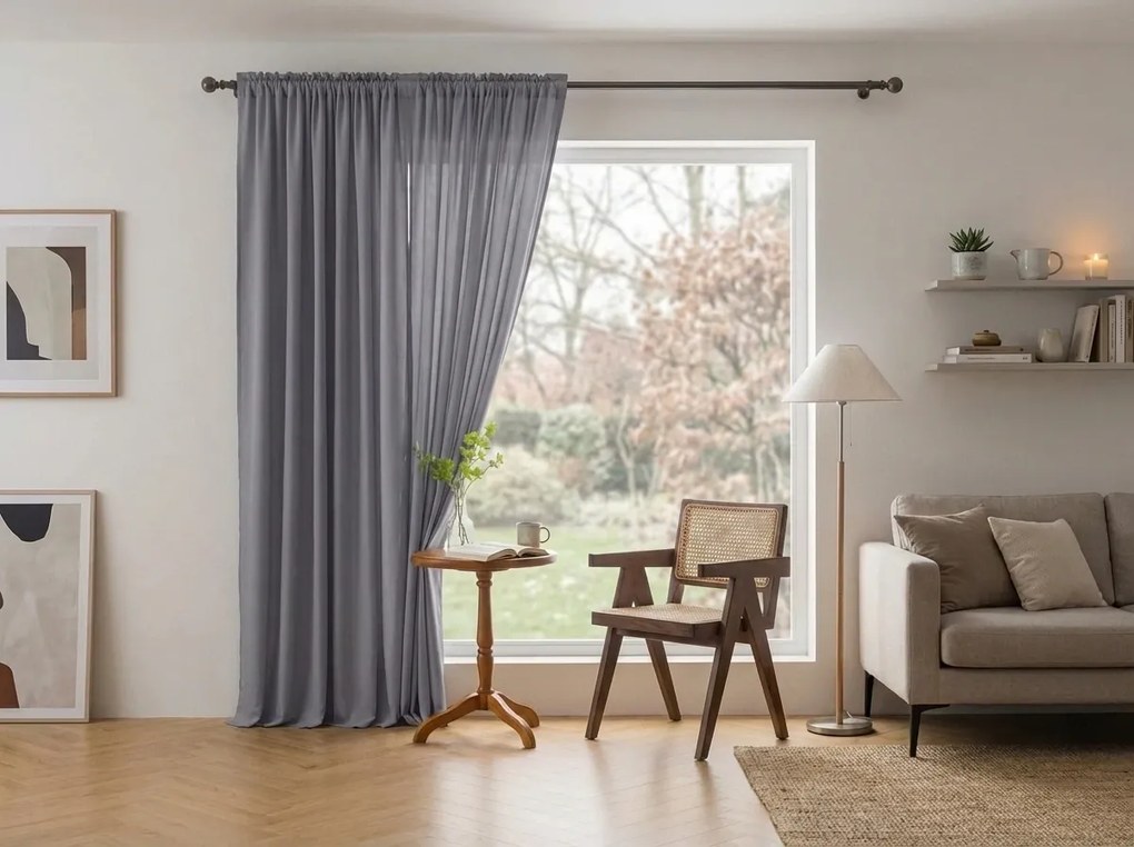 Závěs OXFORD LIGHT 140x250 cm, světle šedý Zavěšení: Řasící páska