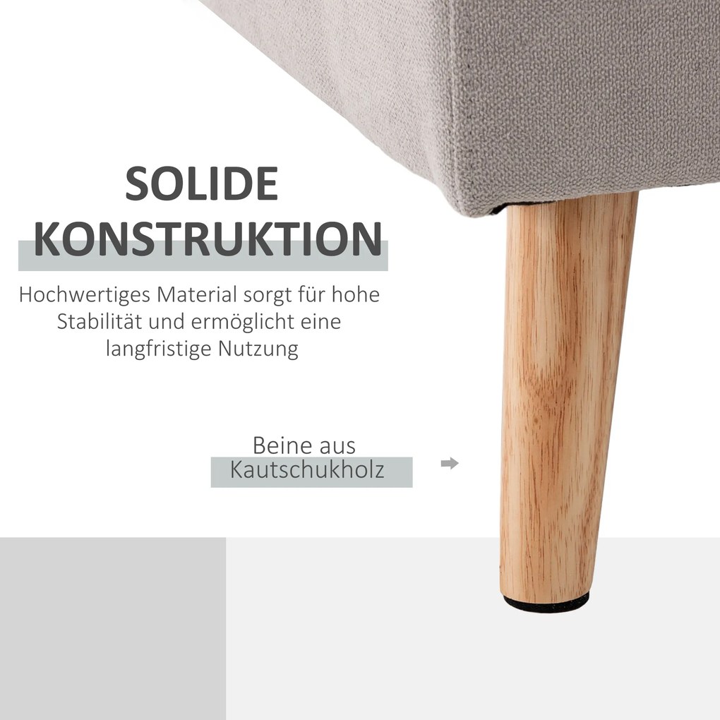 HOMCOM Rohová sedací souprava ve tvaru L, rohová sedací souprava, sedací souprava s lehátkem pro 3 osoby, látková sedačka do obývacího pokoje, světle…