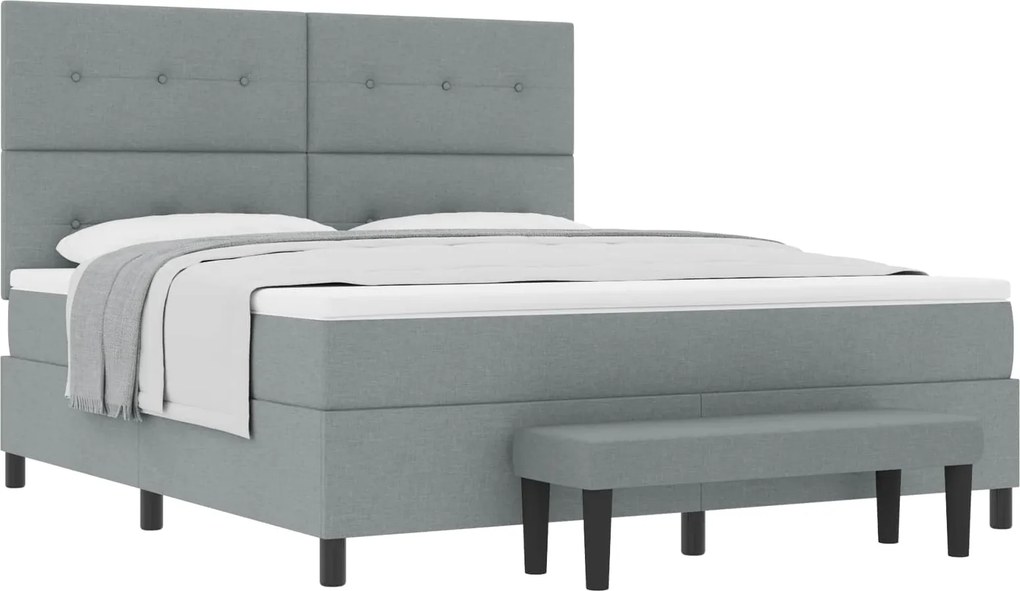 Postel s boxspringem s čelo Světle šedá 180 x 200 cm textil 3344086