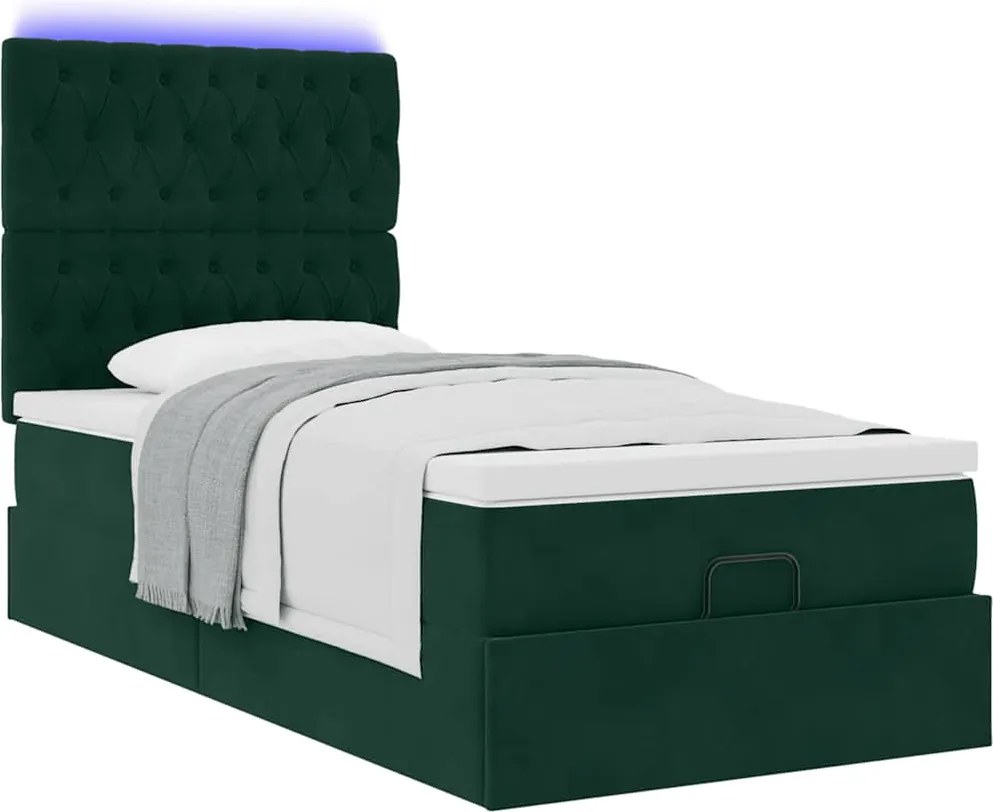 Osmanský rám postele s matracemi tmavě šedá 80x200cm samet 3314357