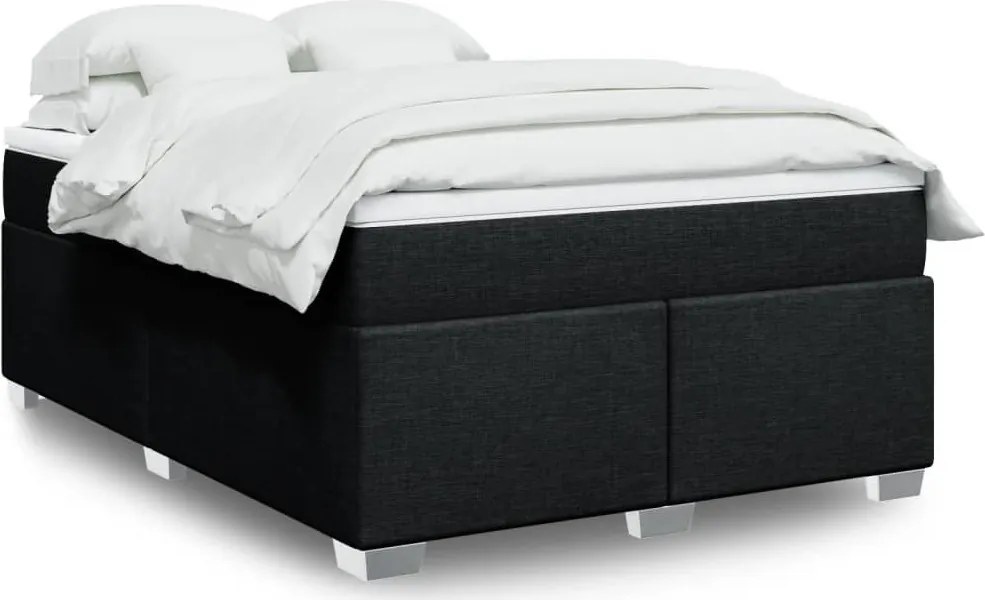 vidaXL Box spring postel s matrací 140x200 cm textil [3285137] Barva: Černá