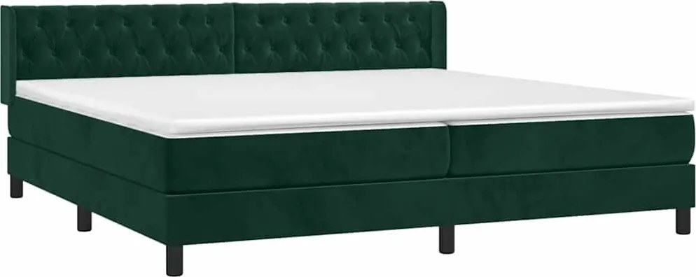 Box spring postel s matrací tmavě zelená 200x200 cm samet 3131162