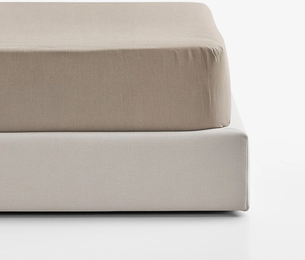 Goldea napínací prostěradlo ze lněné směsi - kávové 80 x 160 cm