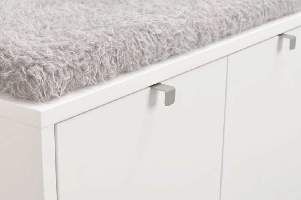 ROWICO bílá lavice s úložným prostorem CONFETTI a šedým sedákem 106 cm 103764