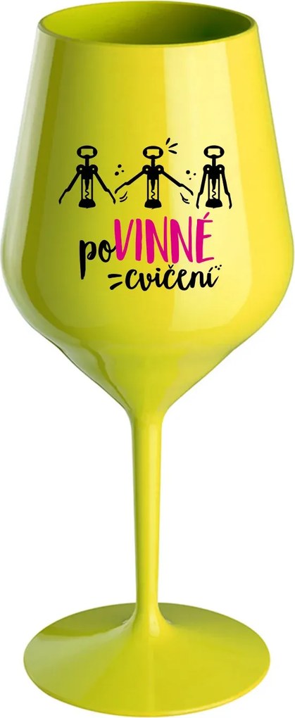POVINNÉ CVIČENÍ - žlutá nerozbitná sklenice na víno 470 ml