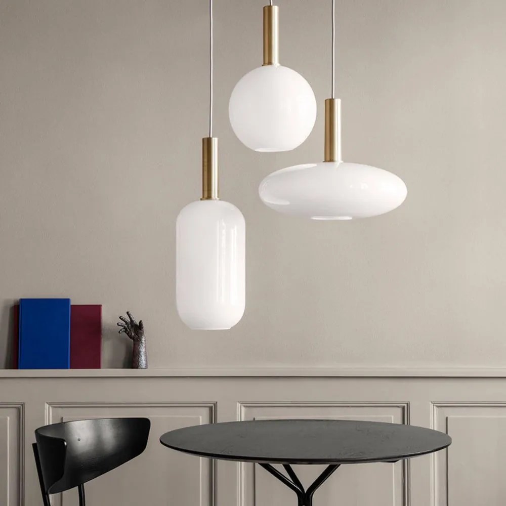 Toolight - Skleněná závěsná lampa APP668-1CP, mléčné sklo, zlatá-bílá, OSW-04662