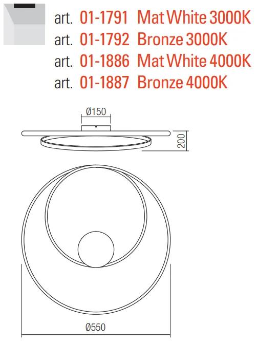 Redo Nástěnné/stropní LED svítidlo Torsion ø 550 mm, 3000K Barva: Bílá