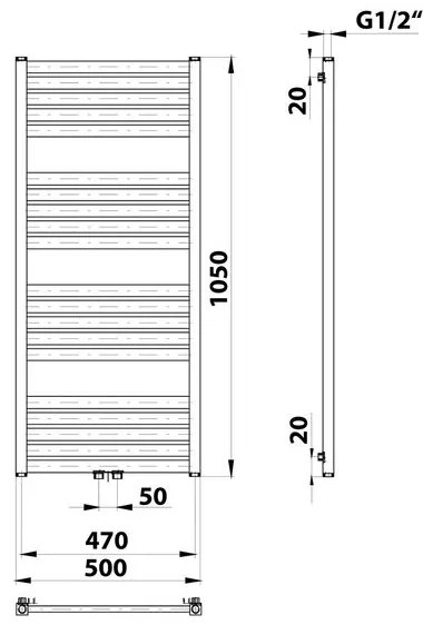 Bruckner Grunt 600.121.6 Radiátor kombinovaný, 50x105cm, černá mat