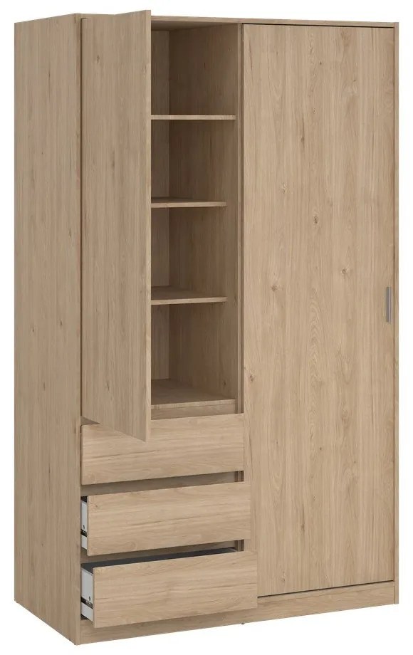 Šatní skříň v dekoru dubu s posuvnými dveřmi v přírodní barvě 119x200x60 cm Naia – Tvilum