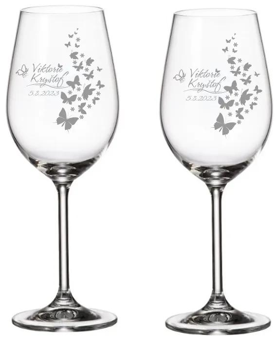 Dekorant svatby Svatební skleničky na bílé víno MOTÝL