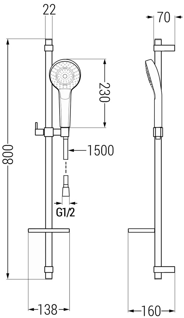 Mexen sprchový set DQ05, bílý, 785054581-20