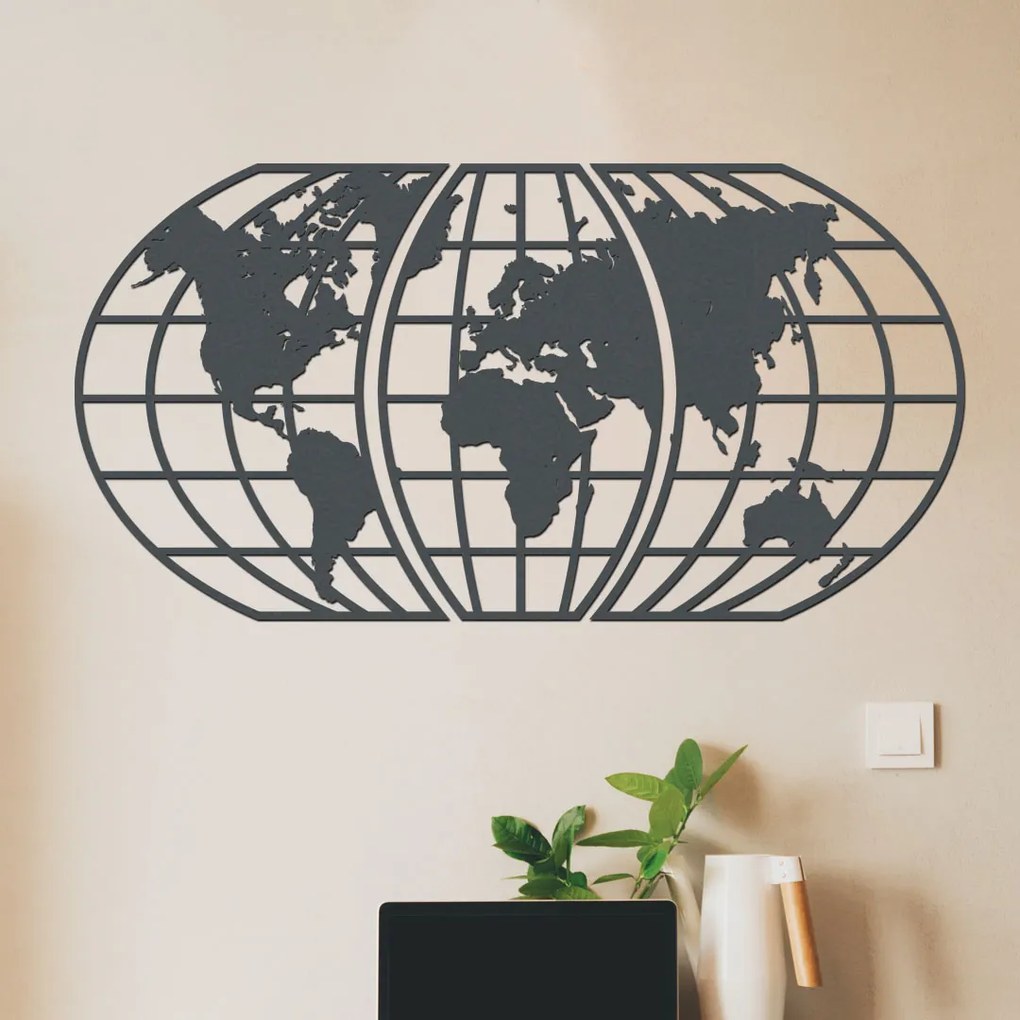 dřevo života 3 dílna mapa světa Global Zvolte barvu dekoru: Antracitová, Rozměry šxv (cm): 78x40
