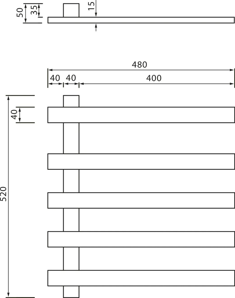 Sapho, ELCOR elektrický sušák ručníků 480x520x50mm, 85W, černá matná, EB530