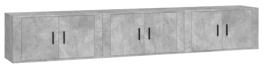 vidaXL Nástěnné TV skříňky 3 ks betonově šedé 80 x 34,5 x 40 cm