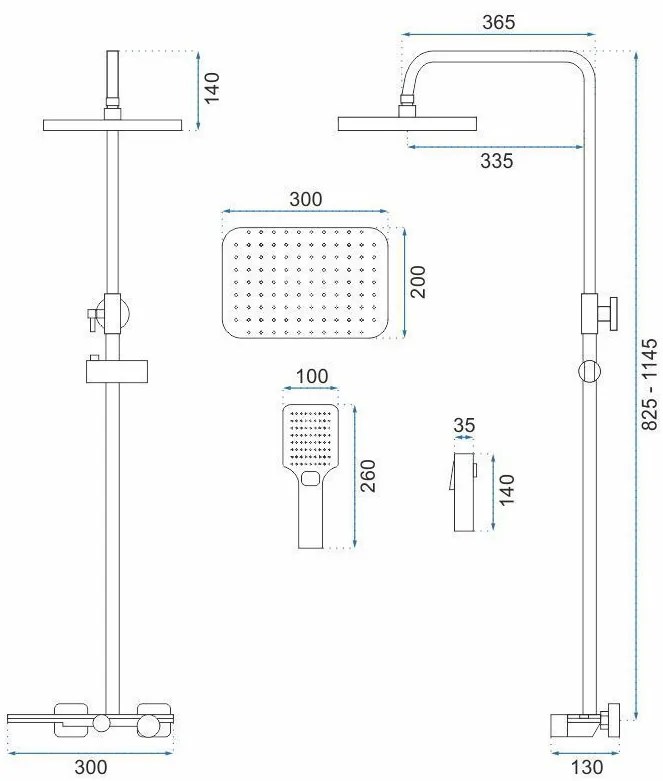 Rea Helix, nástěnný sprchový set s termostatickou baterií a bidetovou sprškou, zlatá lesklá, REA-P6619