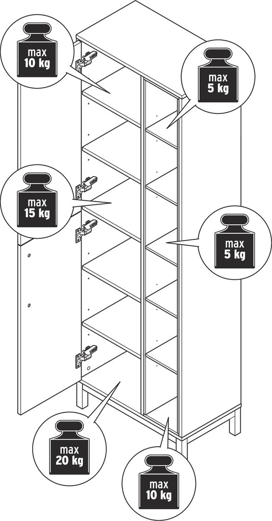Tchibo - Vysoká koupelnová skříňka »Eklund« s boční přihrádkou - barva: bílá