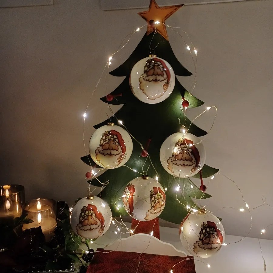 Sada vánočních ozdob koule 8 cm, Santa Claus, plast, balení 6 ks