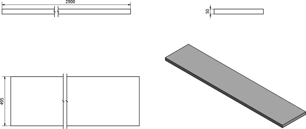 Sapho AVICE 250 x 50 cm deska dub tmavý AV2511