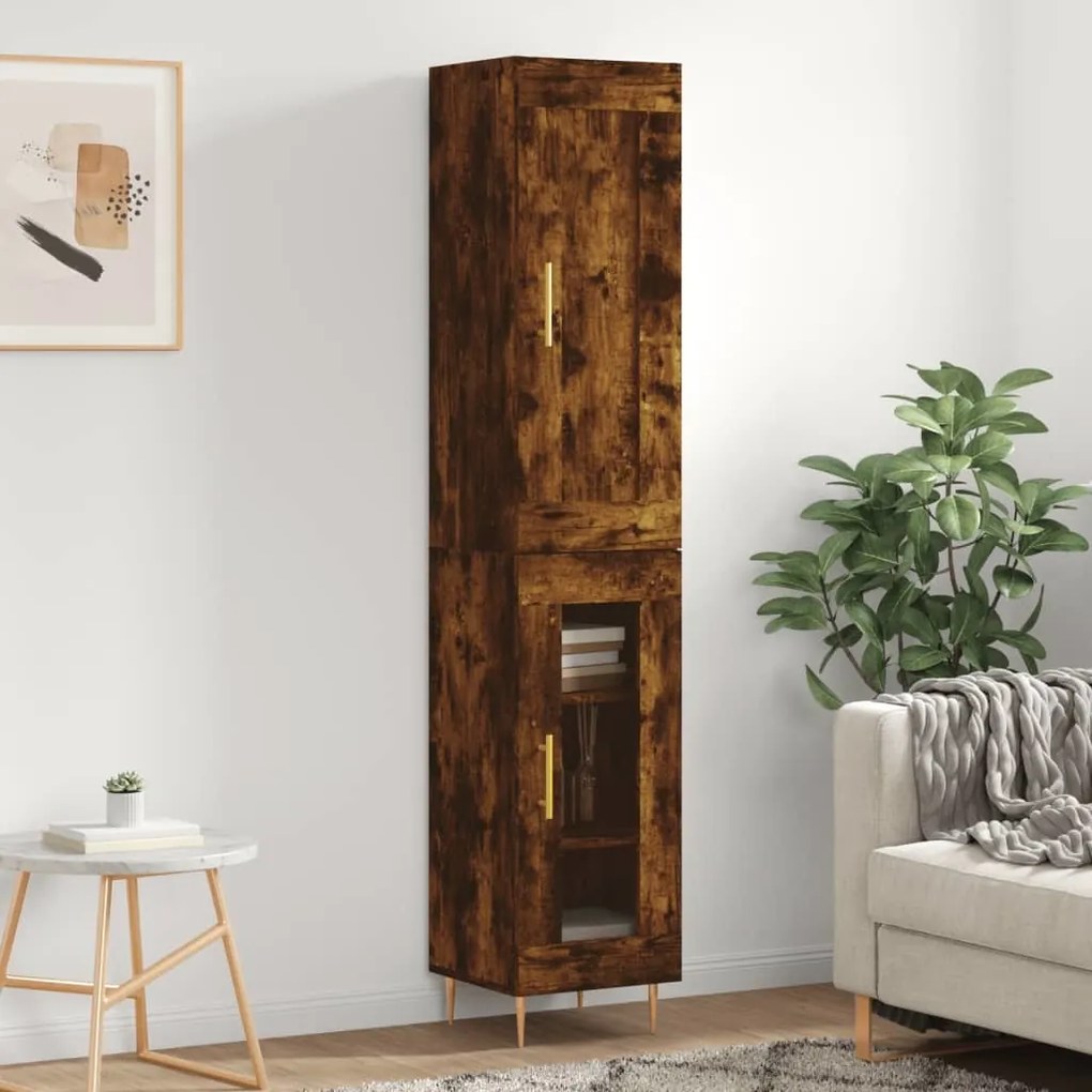 vidaXL Skříň highboard 34,5 x 34 x 180 cm kompozitní dřevo [3200378] Barva: šedá sonoma