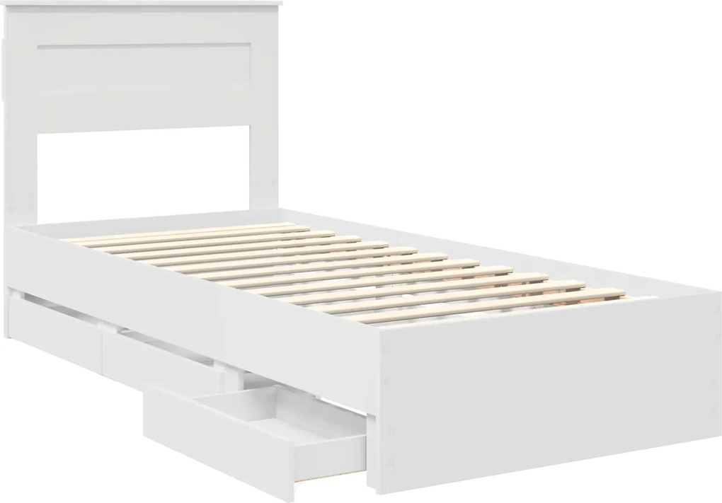 Rám postele se zásuvkou Bílá 75 x 190 cm Inženýrské dřevo 3409883