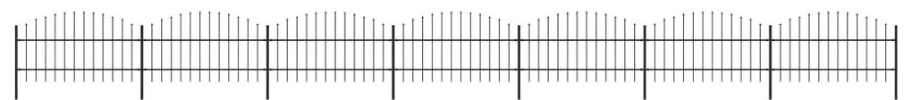 Zahradní plot s kopím nahoře ocelový 1248 x 100 cm černý