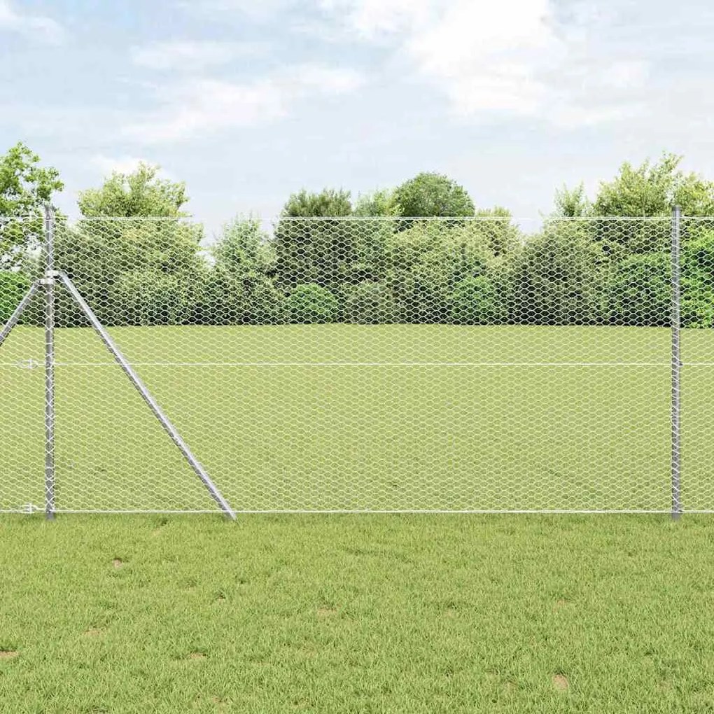 Hexagonální kotvení plotu 10 x 1,4 m Pozinkovaná ocel Stříbrná 3352927