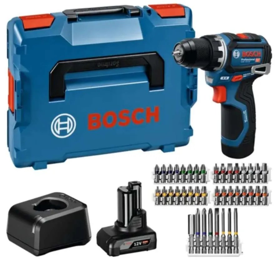 Bosch - 12V AKU vrtací šroubovák GSR 12V-32 s příslušenstvím, 1x aku 2,0 Ah Li-Ion, 1x aku 4,0 Ah Li-Ion, nabíječka 06019N7005