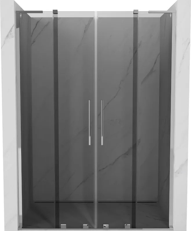 Mexen Velar L Duo, posuvné sprchové dveře do otvoru 160 cm, 8mm šedé sklo, chromová, 871-160-003-42-01
