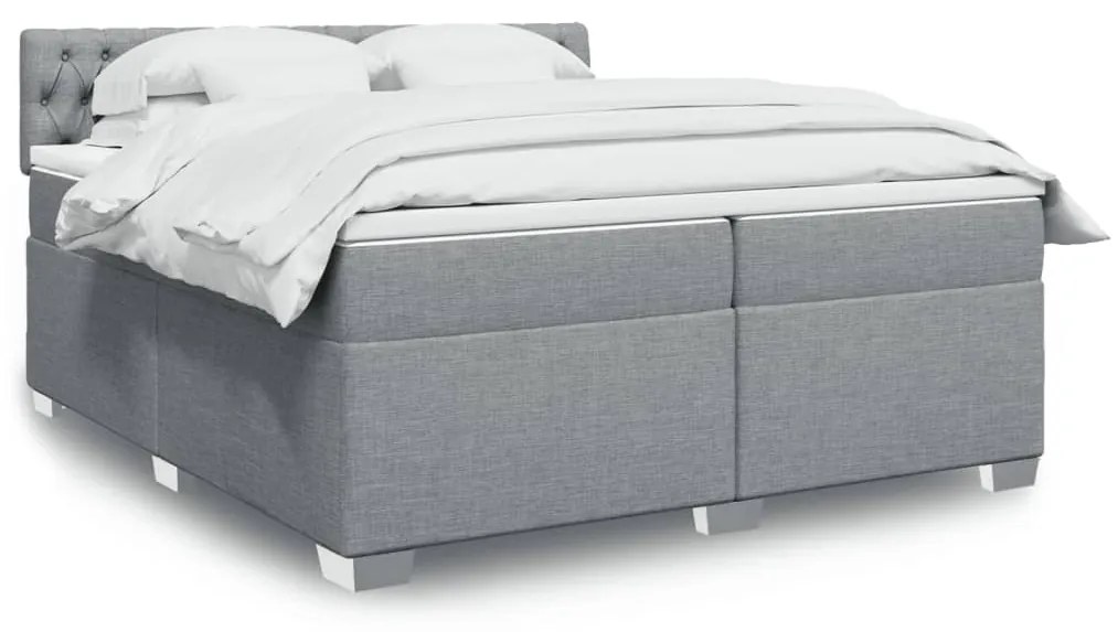 Box spring postel s matrací světle šedá 200 x 200 cm textil 3288302